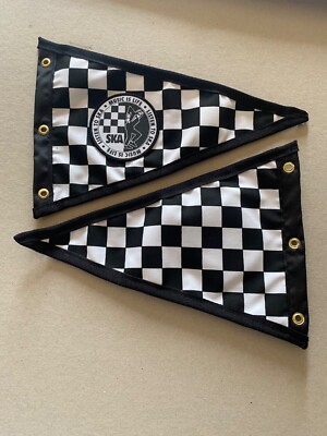Black and white chequered listen to ska music is life scooter pennant ...