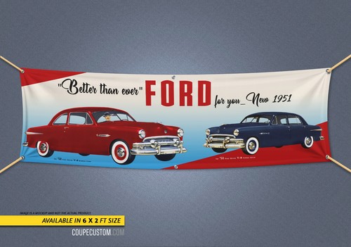 1951 Ford Dealer Garage Banner Hot Rod Flathead Passenger Car Coupe ...