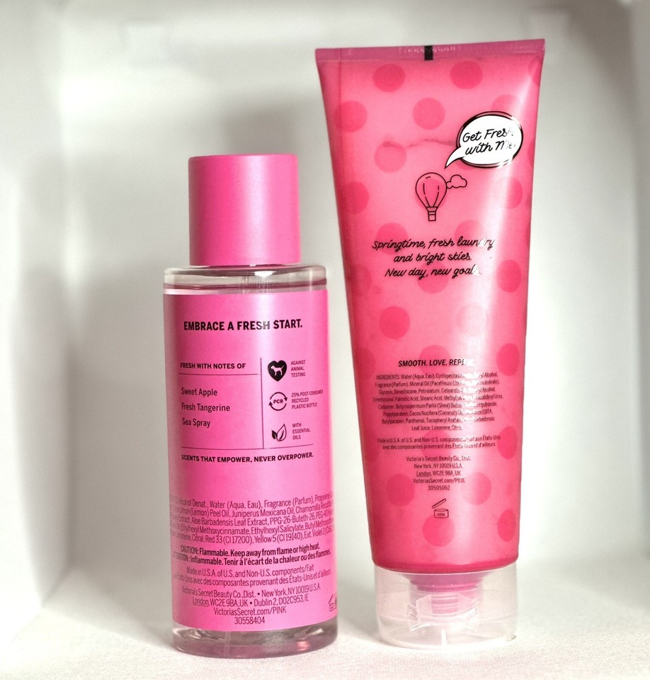 Fresh & Clean, Body Mist 8.4 oz & Lotion 8 oz by PINK Brand New set of ...