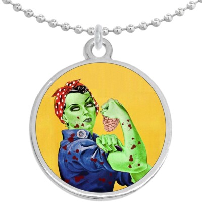 Zombie Rosie the Riviter Round Pendant Necklace Beautiful Fashion ...
