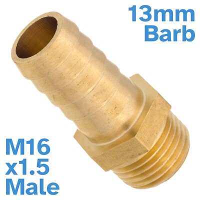 Brass 13mm Barb Hose -M16 x1.5 Male Threaded Pipe Fitting Tail ...