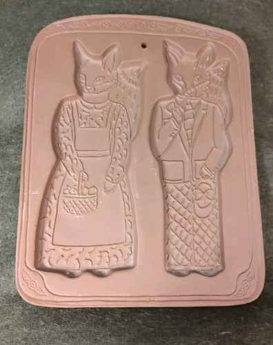 Hartstone Stoneware Shortbread/Cookie Mold FOX FAMILY Husband & Wife ...
