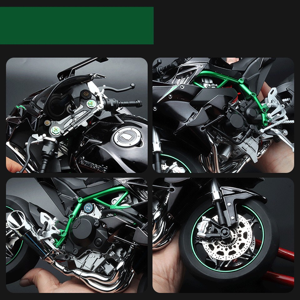 1:6 Kawasaki H2R Alloy Model key Start Smoke Injection Motorcycle Sound ...