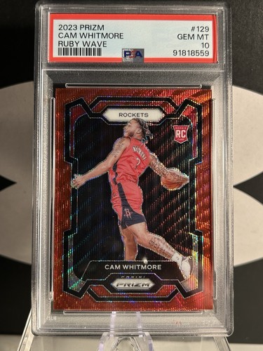 2023-24 Panini Prizm Cam Whitmore RUBY WAVE Rookie PSA 10 #129 GEM MT ...