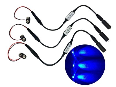 3 Pack Blue LED Micro Effect Light with Flash Blink Strobe Control 9 ...