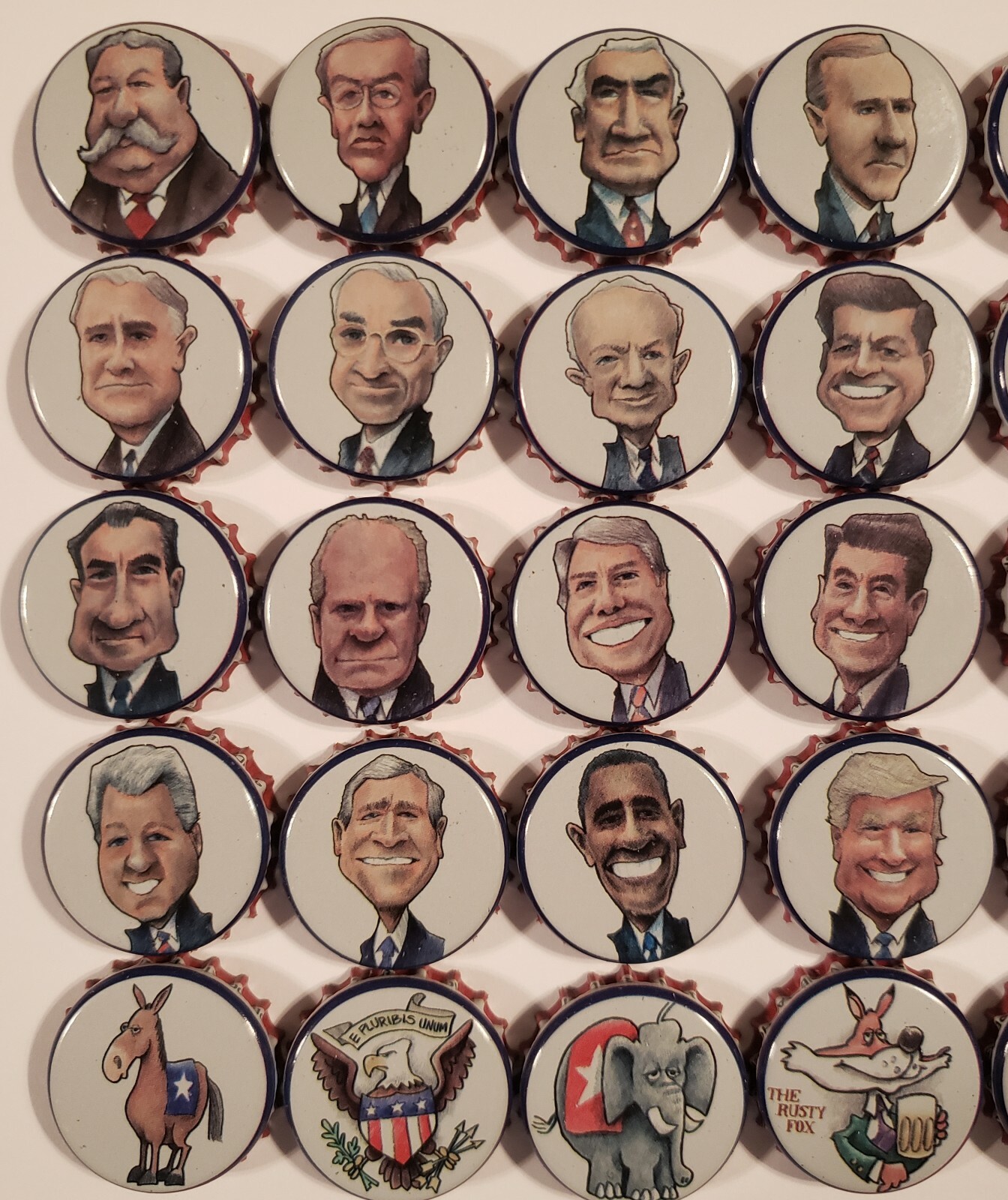 Lot of 50 US President Beer Bottle Caps Complete Set (Used, Crimped) | eBay