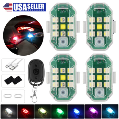 4PCS Wireless LED Strobe Light 7 Colors Rechargeable Flashing Light ...