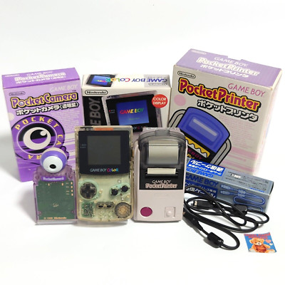 Nintendo Gameboy Color Console Clear Pocket Printer Camera Cable Set w ...