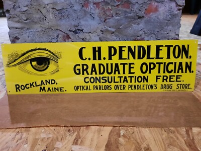 NEW OLD STOCK NOS EMBOSSED PENDLETON OPTICIAN EYE TIN METAL DESPERATE ...