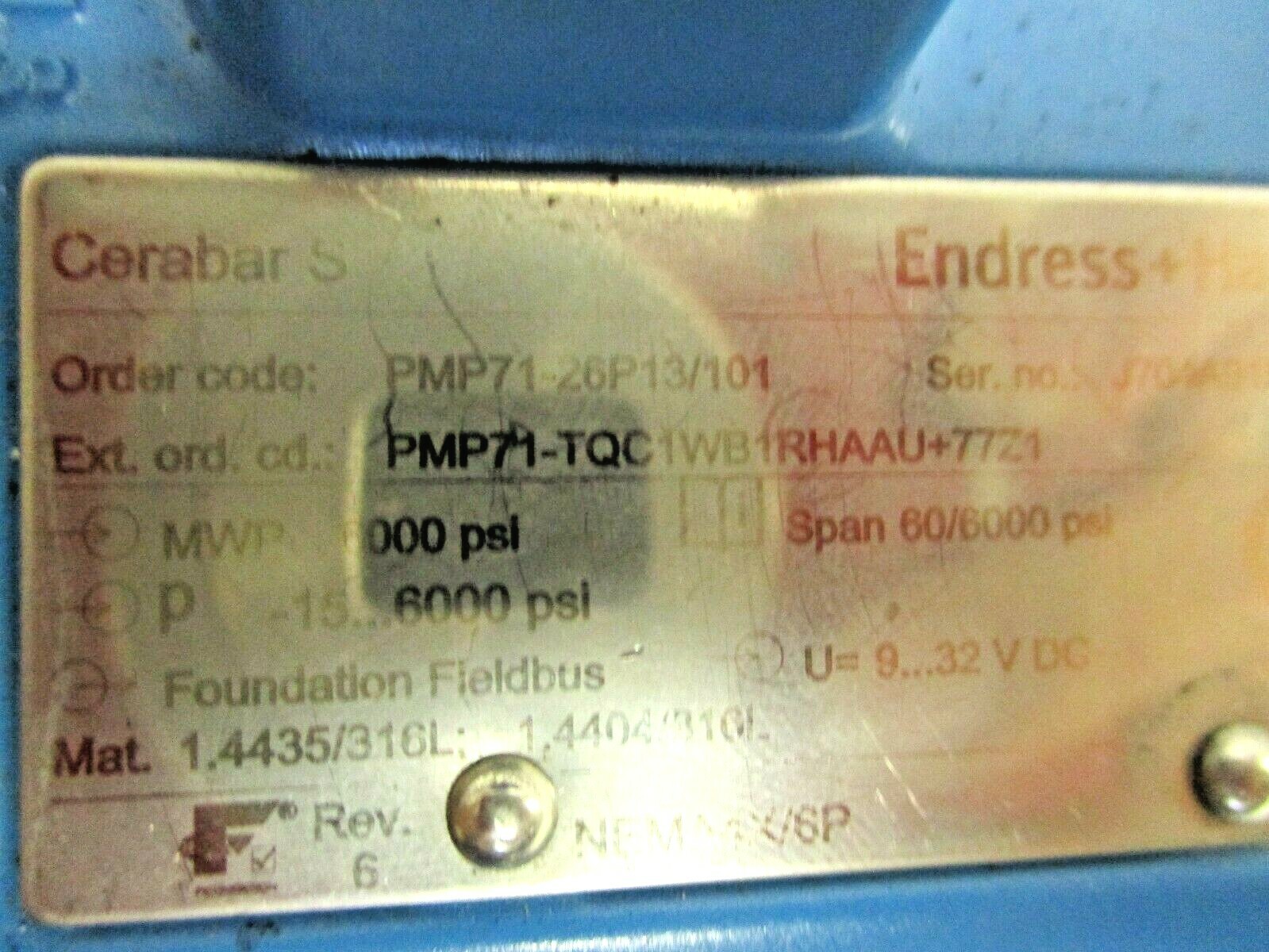 ENDRESS + HAUSER, PMP71-26P13/101, PRESSURE TRANSMITTER | eBay