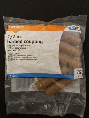 Coupling Drip Irrigation Fittings 1/2” Barbed Drip Line Coupler (1) 5 ...