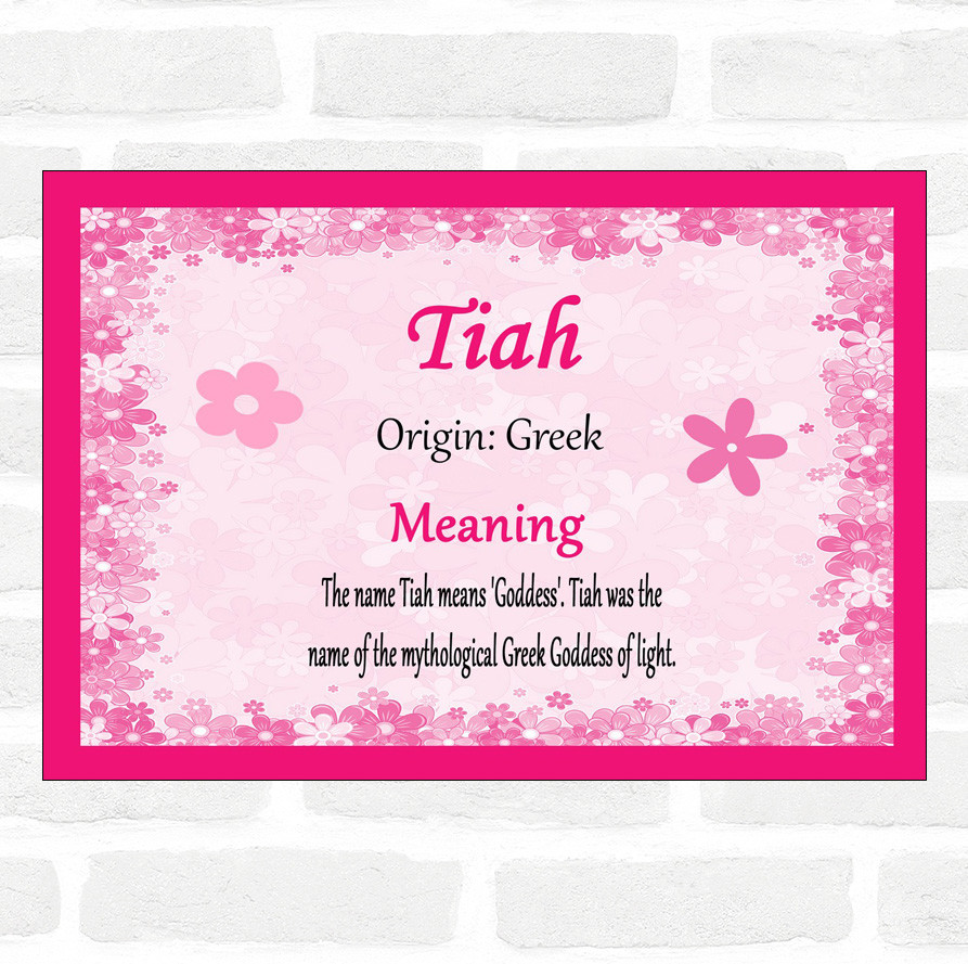 Tiah Name Meaning Pink Certificate | eBay.de