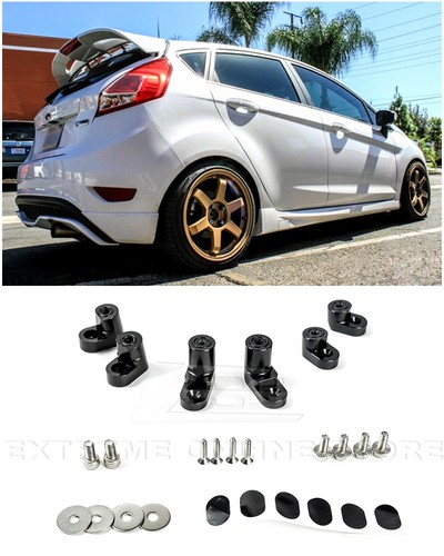 Rear BLACK Spoiler Lip Wing Riser Raiser Kit For 14-19 Ford Fiesta ST ...