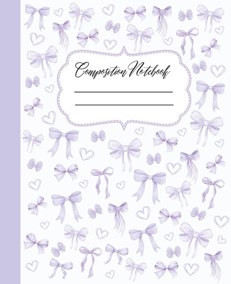 Coquette Composition Notebook: Girly Aesthetic Purple Bow School ...