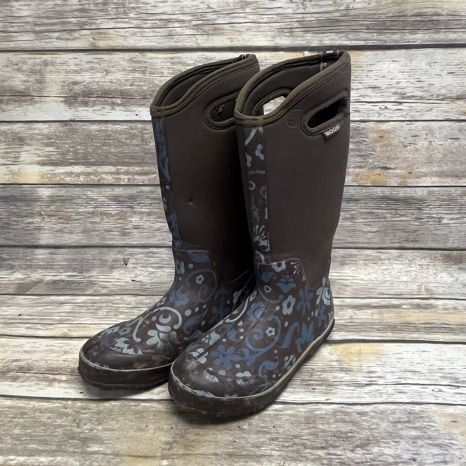 Bogs Women 7 Classic High Boot Corsage Floral Winter Boot Rubber Snow ...