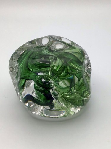 Vintage Signed Lonsway 94 Green Swirl Art Glass Paperweight | eBay