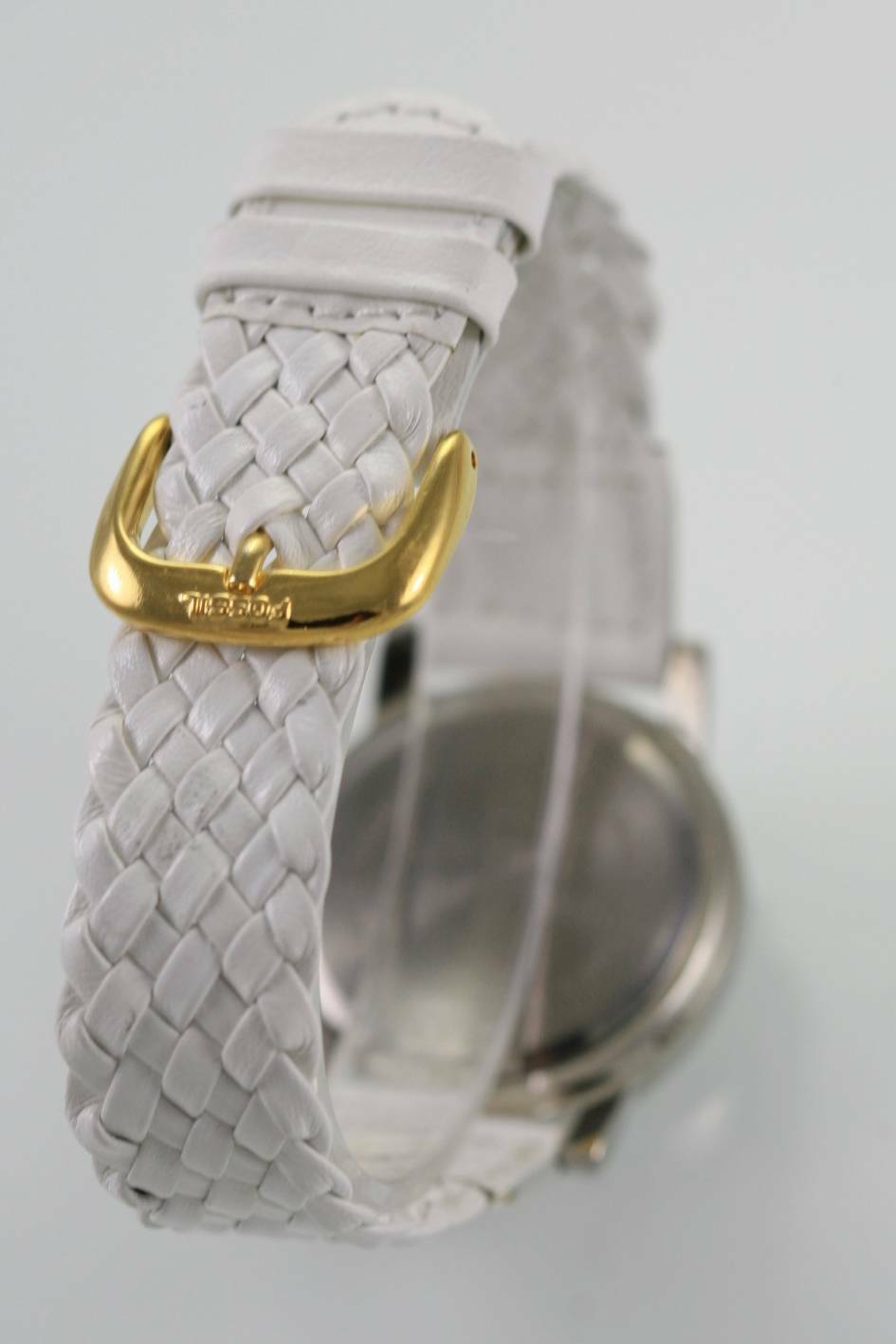 Decade Watch Womens Stainless Silver White Leather Battery Easy Read ...