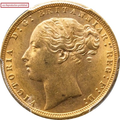 UK Victoria Young Sovereign Gold Coin 1871 (first year) St.G Small PCGS ...