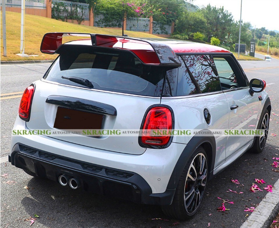 FITS Mini Cooper F55 F56 Real Carbon Fiber+Red Colour Rear Spoiler Roof ...