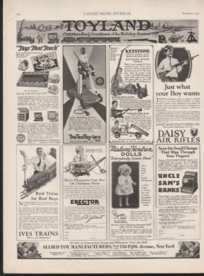 1927 TOY IVES TRAIN ERECTOR DAISY KEYSTONE BLOCKS MADAME HENDREN DOLL ...
