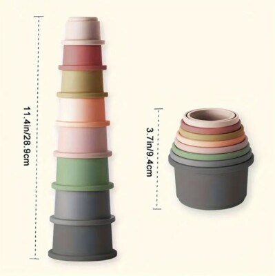 Stacking Cups Baby Toy Educational Cup Stacking Set Babies 6-12 Months ...