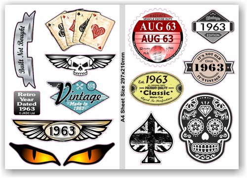 Personalised A4 Sheet Of Retro Vintage Year Dated Vinyl Car Bike ...