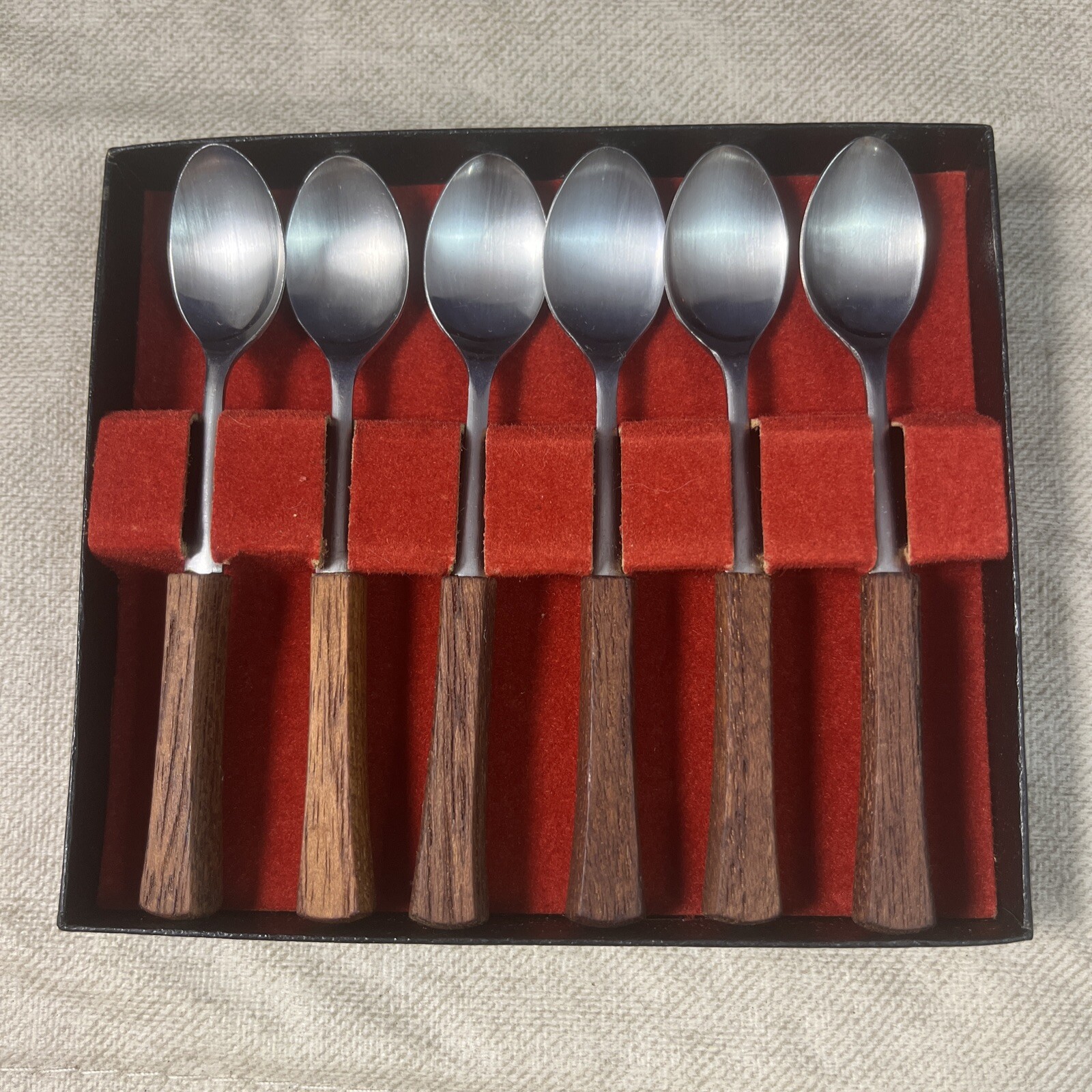 Vintage Japanese Teak handle Cocktail spoons or appetizer spoons - Set ...