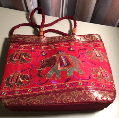 Vintage Bohemian Embroidered ELEPHANTS HandBag Shoulder Purse Satchel ...