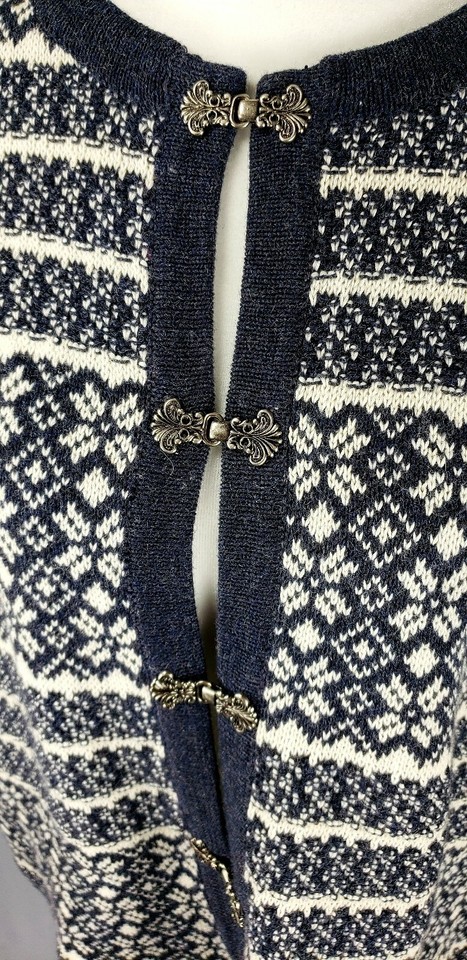 Vtg Woolrich Women's Wool White Black Cardigan Sweater Metal Fasteners ...