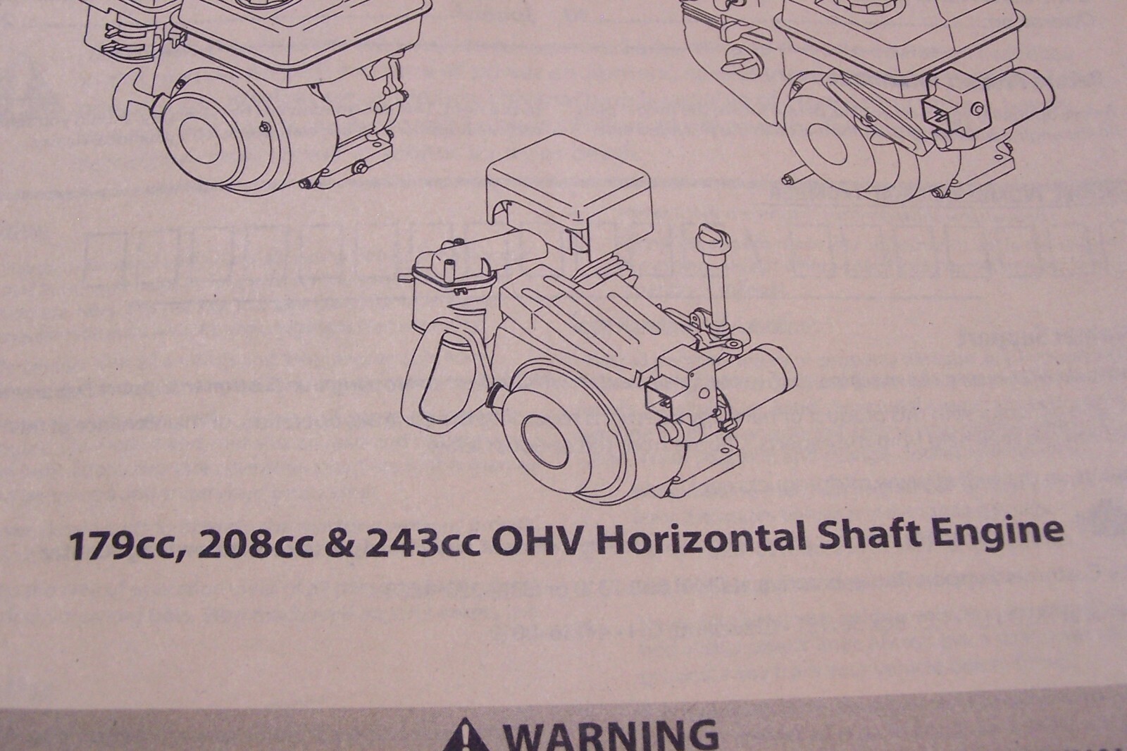 CUB CADET OPERATOR'S MANUAL 179CC 208CC & 243CC OHV HORIZONTAL SHAFT ...