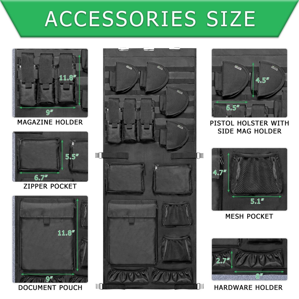 Gun Safe Door Organizer,Molle Gun Safe Door Panel Organizer with Pistol ...