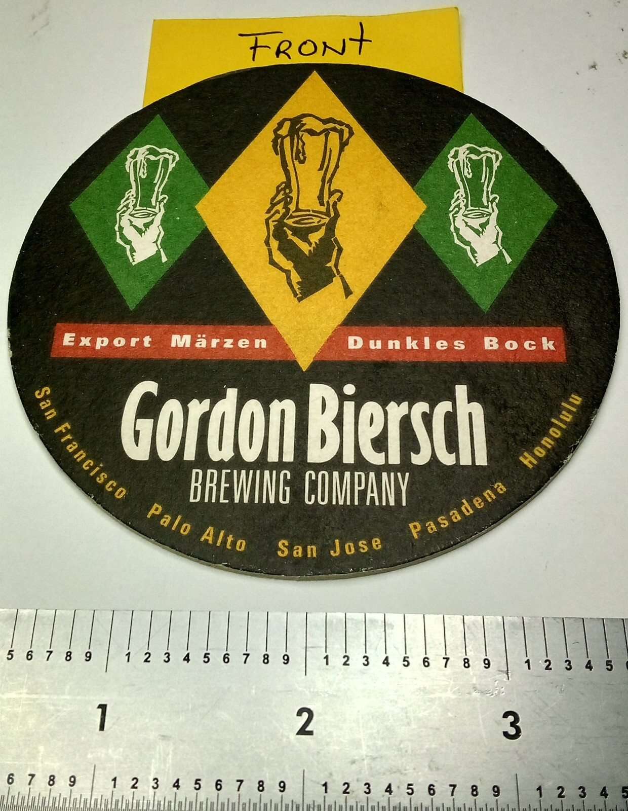 GORDON BIERSCH BREWING CO of PALO ALTO CA, "MARZEN/BOCK" BEER COASTER ...