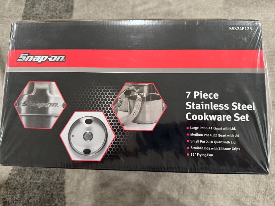 New 2024 Snap-On pots and pans 7 Pc Stainless Steel Cookware Set ...