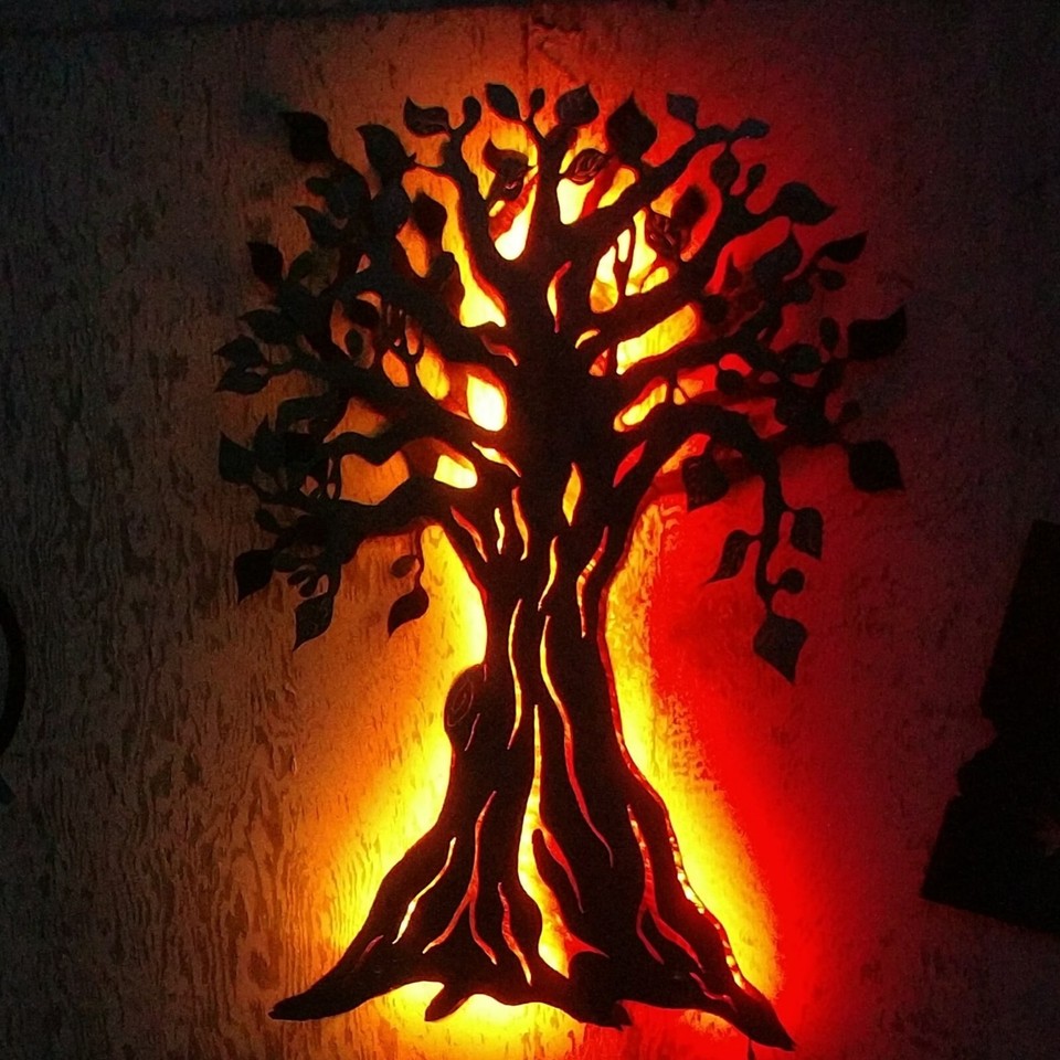 Custom sign metal business logo led lit 34" wall hanging restaurant ...