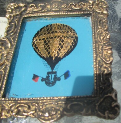 Signed Miniature Artisan Painting Air Balloon Reversed Glass David ...