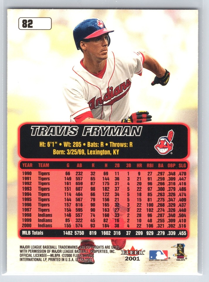 2001 Ultra #82 Travis Fryman / cleveland indians baseball | eBay