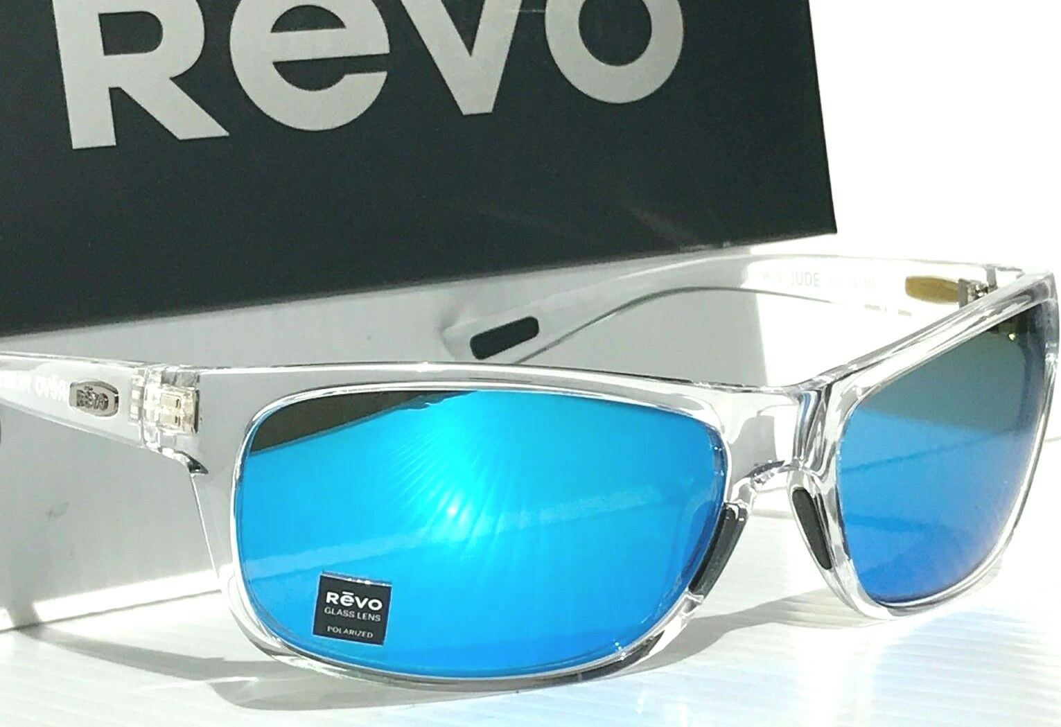 Revo JUDE Clear polished POLARIZED Blue Crystal GLASS H2O Sunglasses ...
