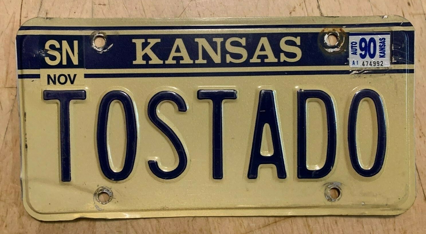 KANSAS VANITY LICENSE PLATE " TOSTADO " KS MEXICAN FOOD CHIPS DIP TACO ...