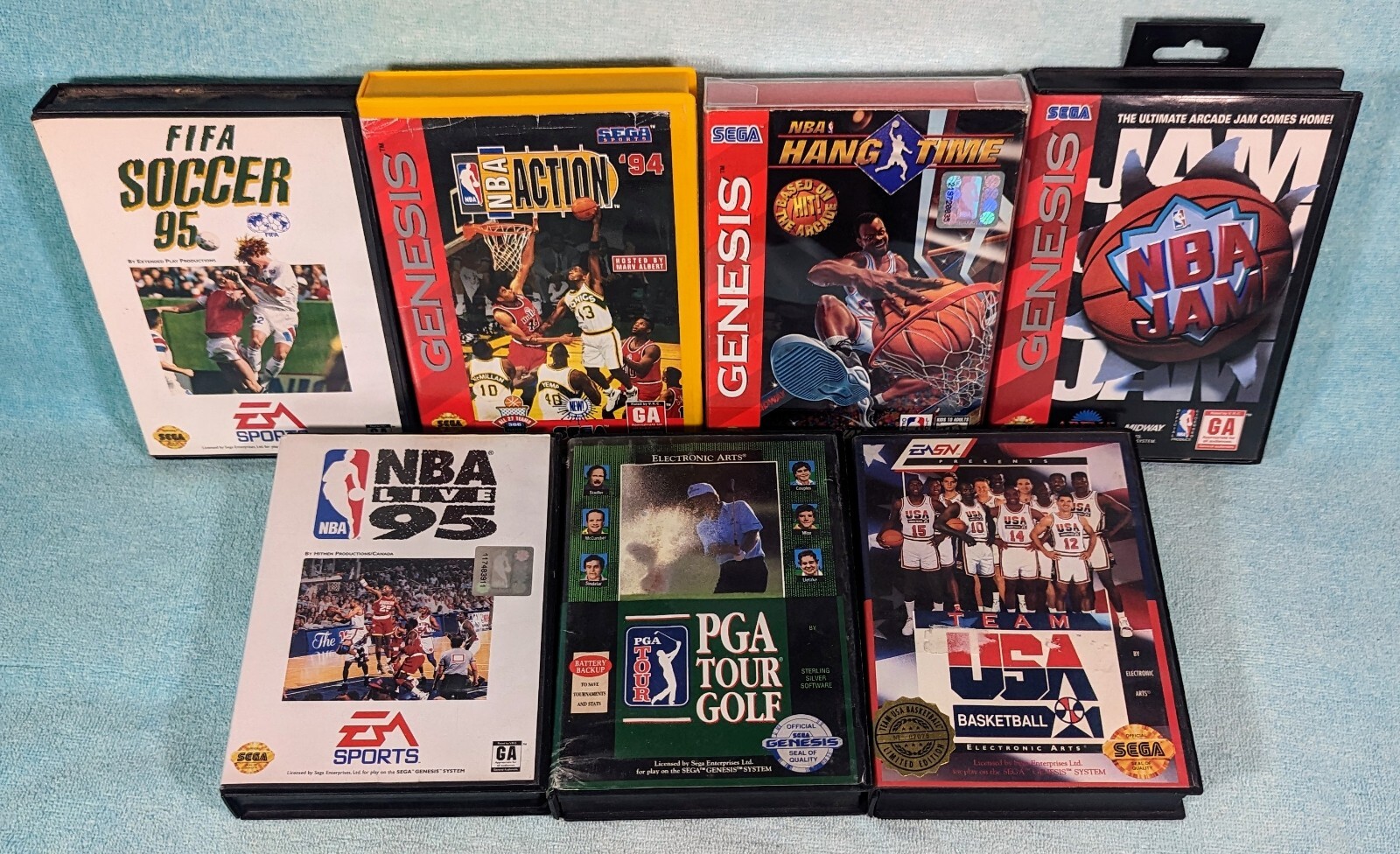 7 Sega Genesis Basketball Games w Cases - NBA Jam, PGA Tour, FIFA ...