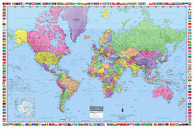 Cool Owl Maps World Wall Map GIANT Poster 54"x36" Rolled Paper | eBay