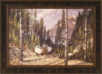 HIS DOMAIN by Ray Whitson 20x28 Bull Elk Mountains Wildlife Cabin ...