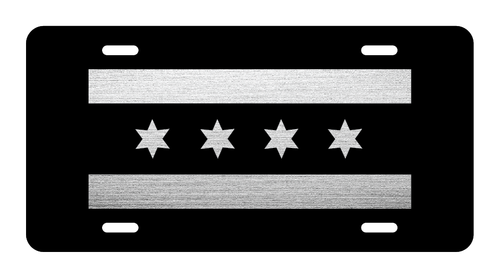 🔥REFLECTIVE Engraved Chicago Flag Car Tag Metal Black License Plate | eBay
