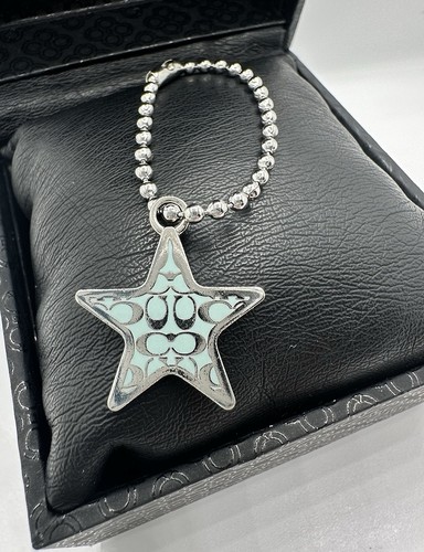 Coach Aqua Silver Star Mini Small Bag Charm Keychain Hang Tag | eBay