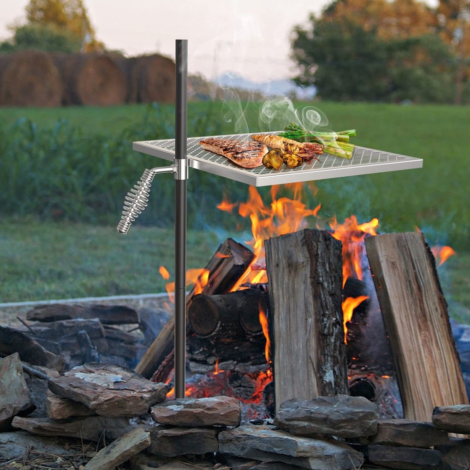 only fire Swivel Campfire Grill Adjustable Open Fire Grill Grate, Mesh ...