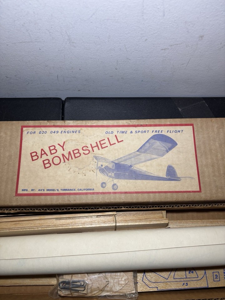 Vintage 4K’s Baby Bombshell .020 .049 Old Timer Free Flight RC Model ...