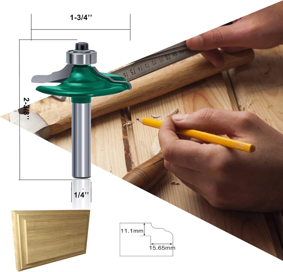 PEALIFE Router Bit Set Door Drawer Cabinet Front Edging 1/4 Inch Shank ...