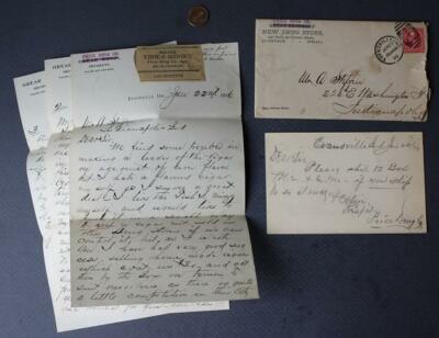 1896 Evansville Indiana Price Drug Store tobacco cigars letter ...