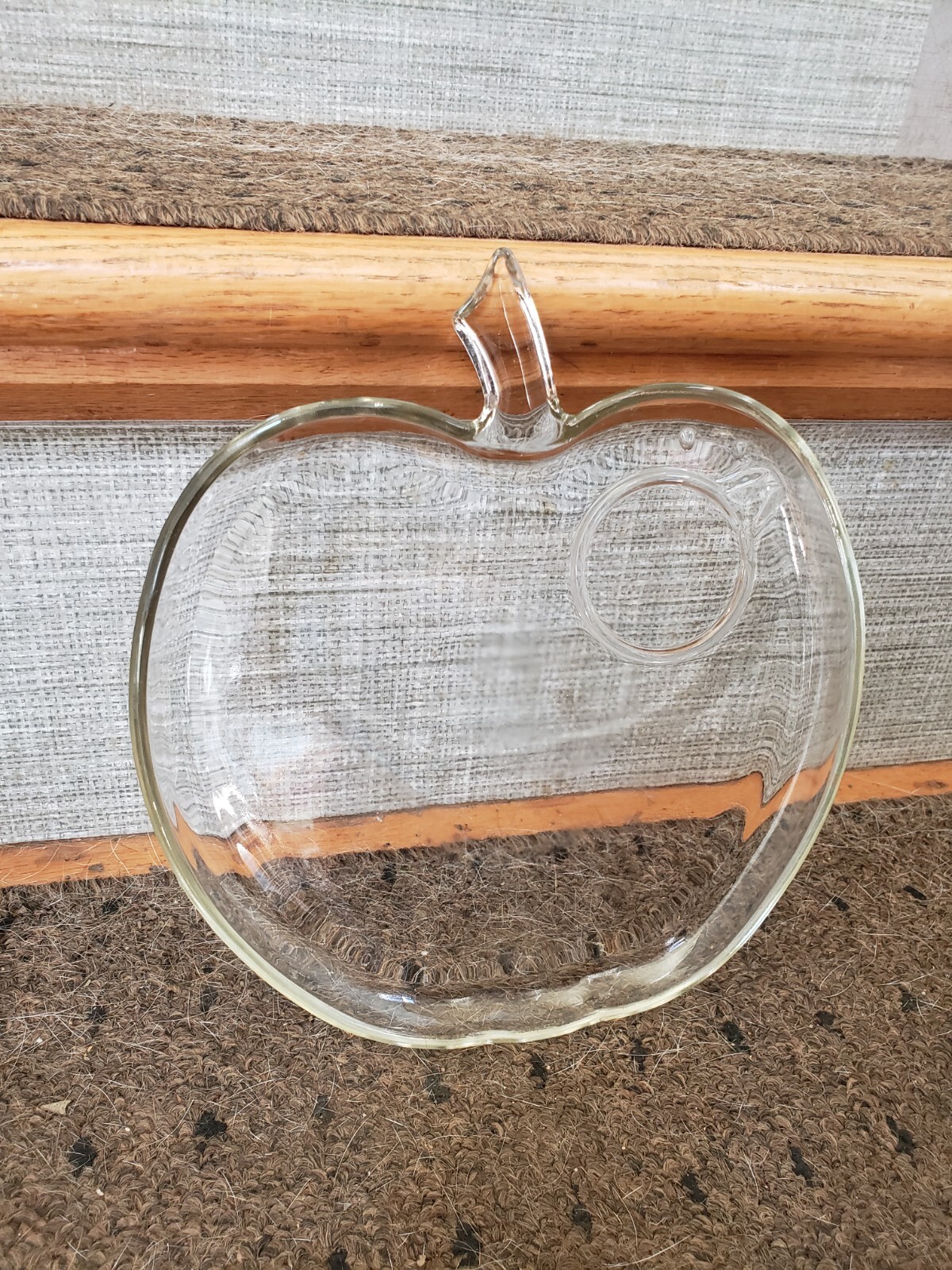 Vintage Thick Clear Glass Apple Shaped Plate w Placement for Cup 8 1/4 ...