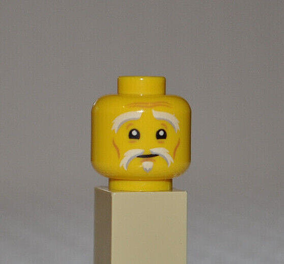 LEGO PARTS - 1X MINIFIGURE HEAD/OLD/WHITE GREY EYEBROWS/GOATEE/WRINKLES ...