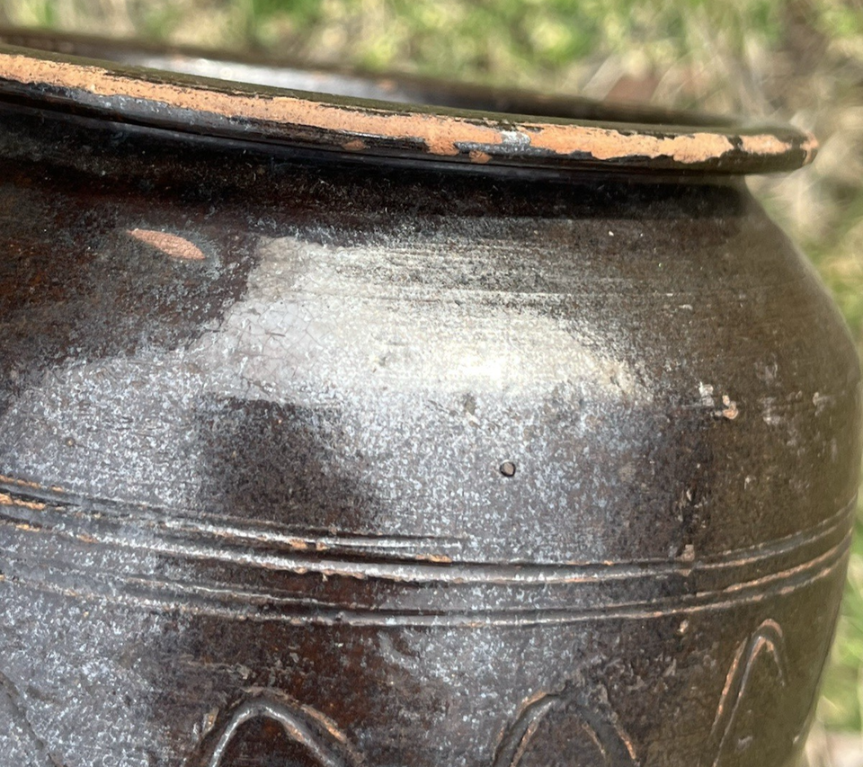 Antique Redware Jar Pot Crock Shenandoah Va Valley Botetourt Incised ...